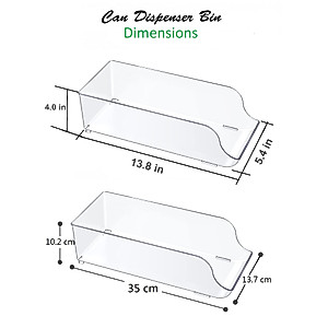 VIAV Set of 2 Refrigerator Organizer Bin Pop Soda Cans Dispenser Clear Plastic Can Drink Beverage Holder Storage for Kitchen, Countertops, Freezer Cabinets - Canned Food Pantry Storage Rack