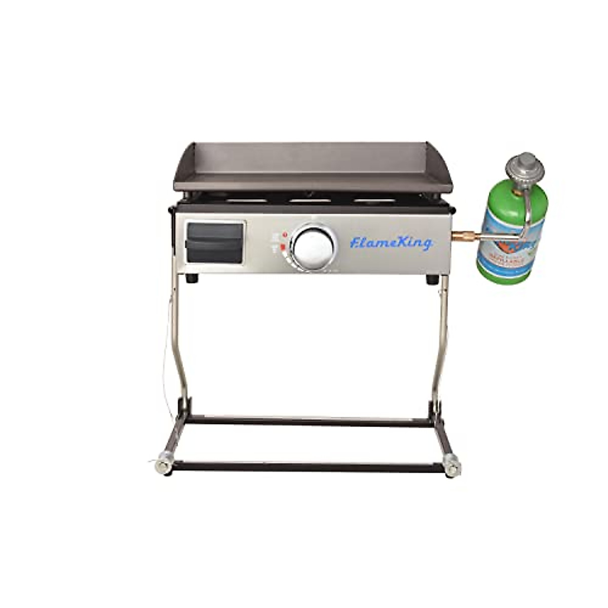Flame King Flat Top Portable Propane Cast Iron Grill Griddle Tabletop, RV or Wall Mounted, Stand on Floor for Outdoor Camping, RV, Marine,Black