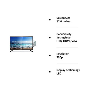 Norcent 32-Inch 720P LED LCD HDTV Backlight Flat DVD Combo TV, VGA USB HDMI Digital TV Tuner Cable, Build-in DVD Player N32--D1 Year 2023 Upgrade