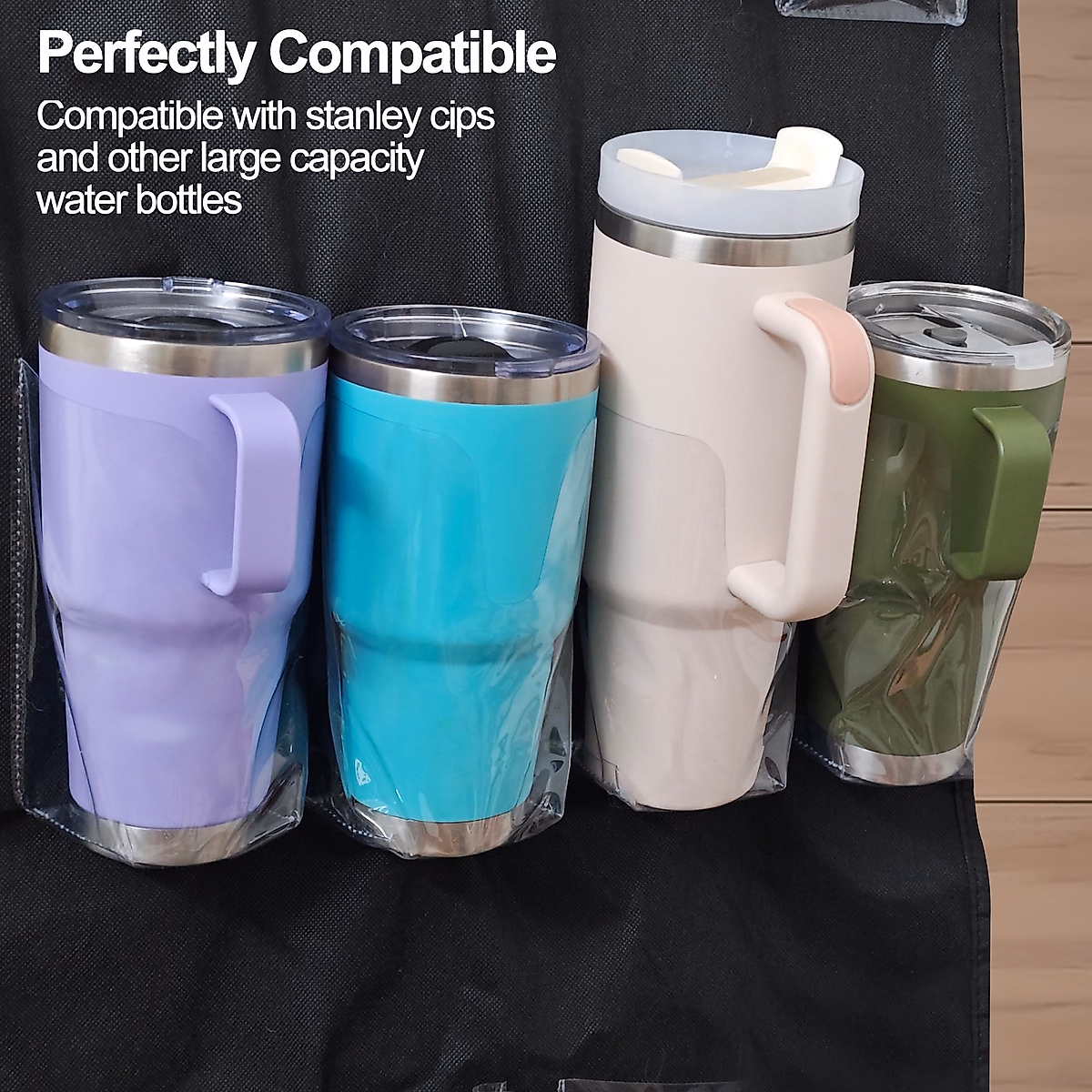 Ehzyaz Water Bottle Holder for Stanley Cup, 12 Pockets Large Capacity Water Bottle Organizer for Stanley 40oz Tumbler, Portable Foldable Hanging Bag for Door Kitchen Cabinet Pantry Bedroom