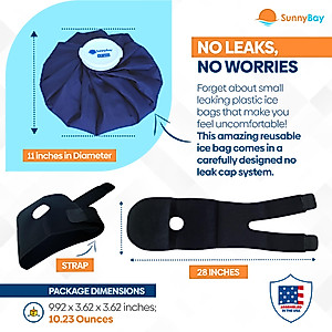 SunnyBay Refillable 11 in Ice Bag with 28 in Strap - Reusable Washable Medical Icing Pack - for Ankle, Knee, Neck, Shoulder Injuries- Cold Therapy Muscle Pain Relief
