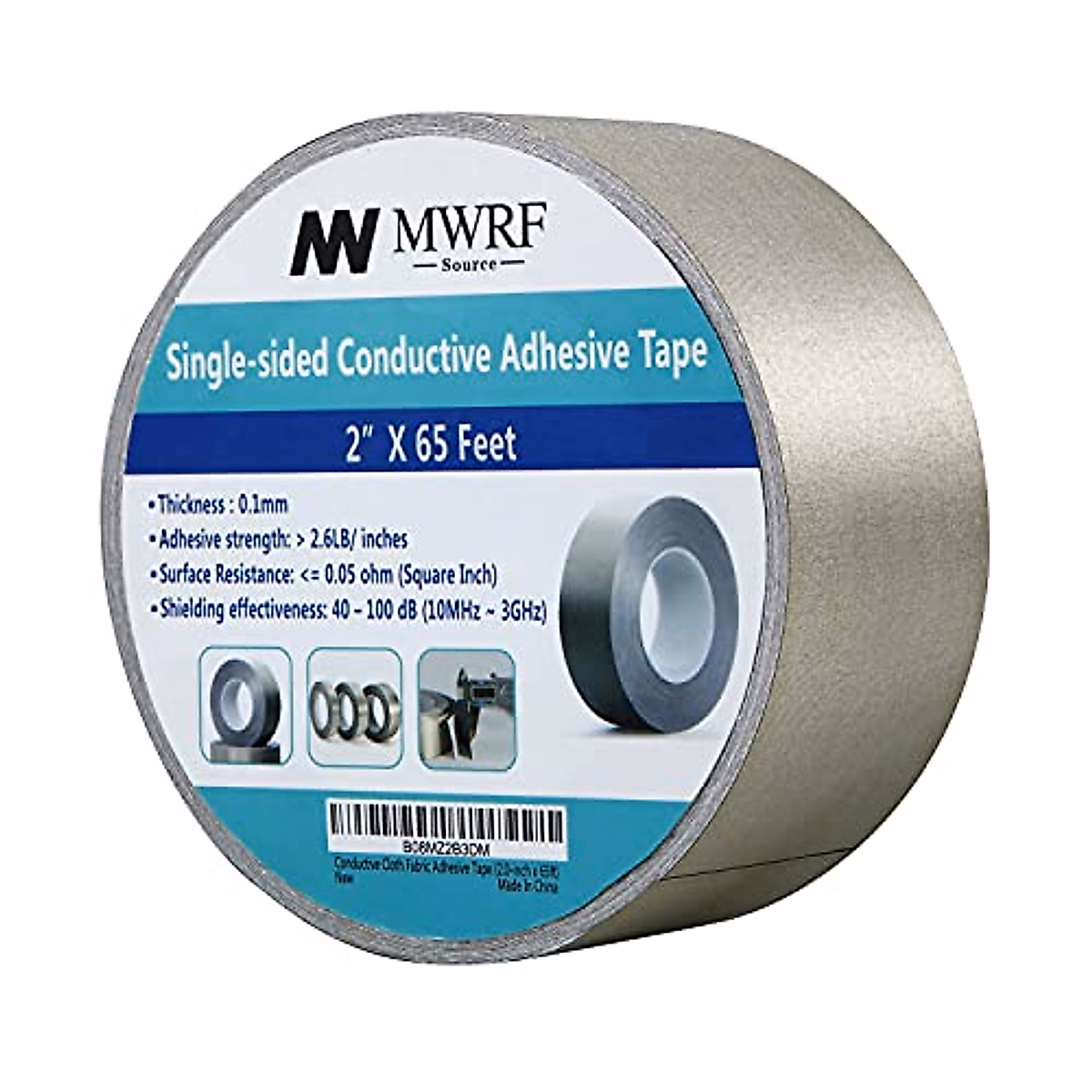 MWRF Source Conductive Cloth Fabric Adhesive Faraday Tape (2.0-inch x 65ft); EMI Grounding; RFID Signal Attenuation; Radio Frequency Signal Attenuation; Guitar Interference Shielding