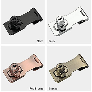 Home Security Zinc Alloy Cupboard Punch-free Cabinet Keyed Hasp Lock Drawer Door Lock - (Color: 2.5 inch-Silver)