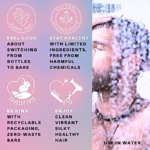 Spiraleaf Shampoo & Shave Bar, Essential Oils, Limited Ingredients, Concentrated Formula, USA Made (Fresh Lavender)