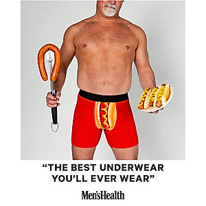 Shinesty Hammock Support Mens Underwear with Pouch | Mens Boxer Briefs Long Leg | US Medium Hot Dog