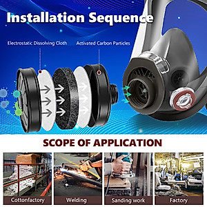 GZYZAMZ Reusable Full Face Gas Respirator, Anti-fog Gas Cover Organic Vapor Respirator Mask with 40 mm Activated Carbon Filter Canister and 2097 Particulate Filter, for Painting, Welding, Chemical