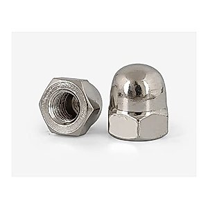 WALENI Hex Acorn Cap Nuts M3 M4 M5 M6 M8 M10 M12 Carbon Steel Ni-Plated/Black Zinc Plated Hexagon Cap Nuts Dome Cover Nuts Acorn Nuts (Color : Ni-Plated_M4 (10pcs))