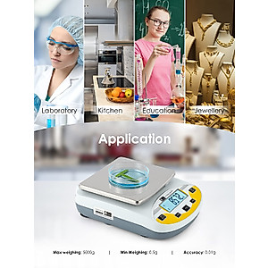 CGOLDENWALL Precision Lab Scale 5000gX0.01g Analytical Electronic Balance Digital Laboratory Scale Precision Jewelry Scales Kitchen Weighing Electronic Scales 0.01g Calibrated 110V (5000g, 0.01g)