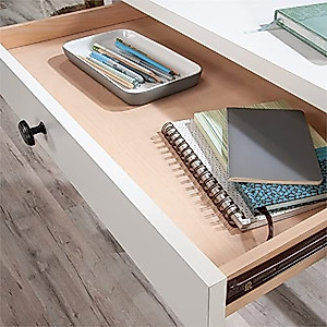 Sauder County Line Rustic Writing Desk with Drawers in Soft White, Soft White Finish