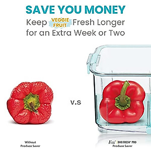 Felli Duo Fresh Produce Saver + Veggie Fruit Berry Storage Strainer Bin + Colander with Drain, ALL IN ONE Container Set for Refrigerator, Dishwasher Safe, Keep Food Lettuce Fresh Longer, Kitchen Vegetable Keeper Fridge Organizer, Housewarming Mothers Day