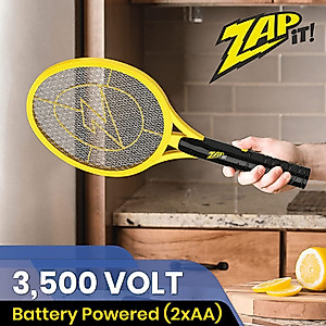 ZAP IT! Bug Zapper Battery Powered (2xAA Included) Bug Zapper Racket, 3,500 Volt