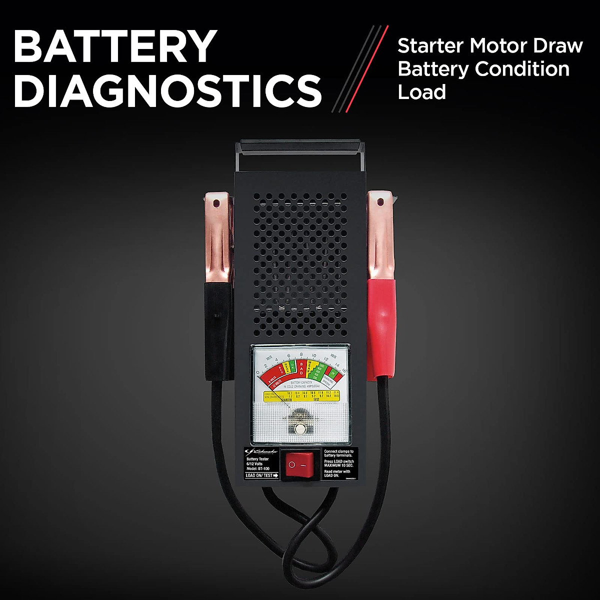 Schumacher BT-100 Battery Load Tester and Voltmeter - 100 Amp, Black