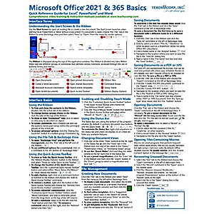 Microsoft Office 2021 and 365 Basics Quick Reference Training Tutorial Guide (Cheat Sheet of Instructions & Tips for Excel, Word, and PowerPoint- Laminated Card)