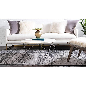 Unique Loom Del Mar Collection Area Rug - Lucille (9'x 12' Rectangle, Dark Gray/ Ivory)