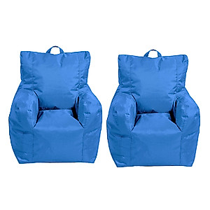 Cali Little Bear Sack Bean Bag Chair, Dirt-Resistant Coated Oxford Fabric, Flexible Seating for Children, Kid's Furniture for Bedrooms, Playrooms, Daycare, Preschool - French Blue (2-Pack)