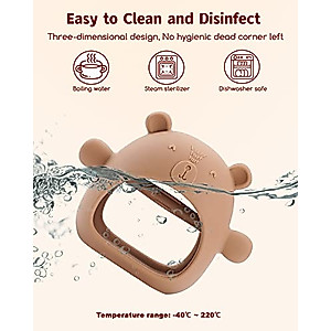 Teething Toys for Babies 3-6 Months, AEOLZ Anti-drop Silicone Bear Baby Mitten Teether Toy for Teething Relief, Infants Sucking Needs Chew Toy, BPA Free