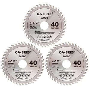 3Pack 4-1/2-Inch 40T TCT Circular Saw Blade with 7/8-Inch Arbor, Carbide Tipped Teeth General Purpose Hard & Soft Wood Cutting Saw Blade for Angle Grinder
