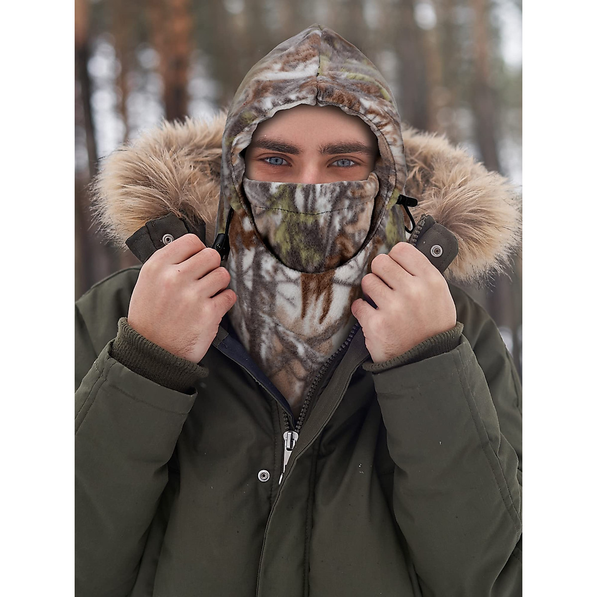3 Pieces Camo Balaclava Face Mask Hunting Face Mask Balaclava Hats for Outdoor Sports (Marble Style, X-Large)