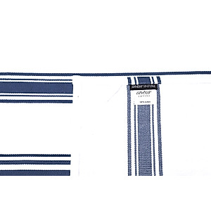 AMOUR INFINI Cotton Stripe Kitchen Towels Set of 4 Highly Absorbent, Super Soft, Quick Drying Dish Towels with Hanging Loop Oversized Washable Tea Towels (28x20 Inch - Blue)