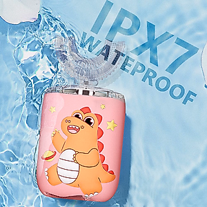 Kids Electric Toothbrush U Shaped Ultrasonic Automatic Brush with 2 Brush Head 6 Sonic Clean Modes IPX7 Waterproof Unicorn Design Whole Mouth Rechargeable Smart Timer Toothbrushes for Children 2-6