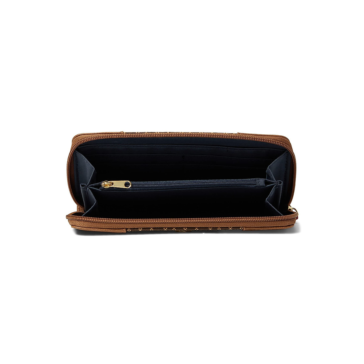 Tommy Hilfiger Antonella II Zip Around Wallet Square Monogram Jacquard Chestnut/Tannin/Red One Size