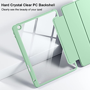 Wenlaty Compatible with iPad 9th /8th /7th Generation Case(2021/2020/2019), Full Body Protective Case with Pencil Holder, Clear Case Designed for iPad 10.2 Inch, Auto Sleep/Wake Cover, Mint Green