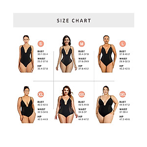 FeelinGirl Shaperwear for Women Tummy Control Panty Waist Girdles Corset Body Shaper Deep V-Neck Bodysuits Tops Black XXL
