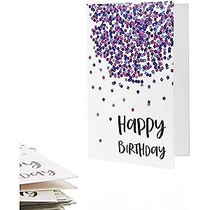 48 Pack Birthday Cards Bulk, 6 Assorted Confetti Designs with Envelopes, 4x6