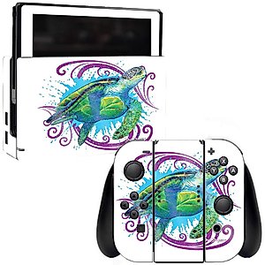 MightySkins Glossy Glitter Skin for Nintendo Switch - Sea Turtle Splash | Protective, Durable High-Gloss Glitter Finish | Easy to Apply, Remove, and Change Styles | Made in The USA