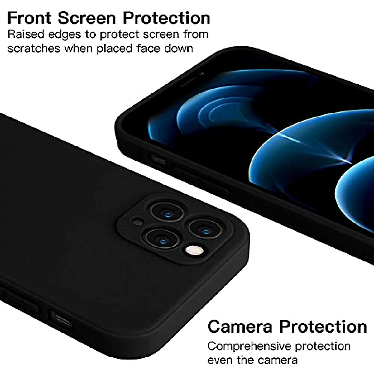 KPKHDI iPhone 13 Pro Max Case Compatible with iPhone 13 Pro Max Matte Silicone Stain Resistant Cover with Full Body Protection Anti-Scratch Shockproof Case 6.7 inch (Black)
