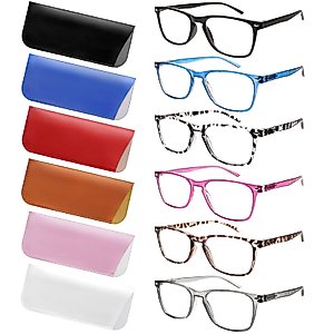 ZONLON 6 Pack Reading Glasses for Women Men, Spring Hinge Eyeglasses Blue Light Blocking Anti Eyestrain Computer Readers (6 Mix C1, 0.00, multiplier_x)