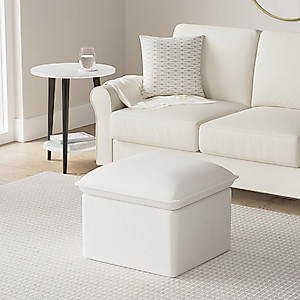 Babyletto Cali Storage Ottoman in Performance Cream Eco-Weave, Water Repellent & Stain Resistant, Greenguard Gold Certified and CertiPUR-US® Certified