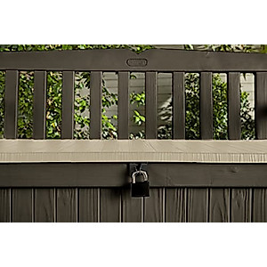 Keter Eden 70 Gallon Storage Bench Deck Box for Patio Furniture, Front Porch Decor and Outdoor Seating – Perfect to Store Garden Tools and Pool Toys,Brown / Brown