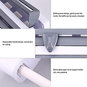 Paper Towel Holder Wall-Mount Sauce Bottle Storage Rack Paper Towel Holder Preservative Film Dispenser for Kitchen Bathroom Toilet Drill Free(Gray Blue)