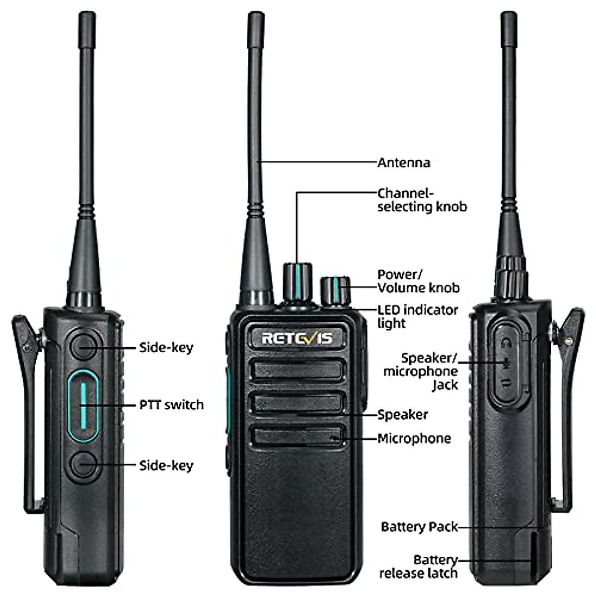 Retevis RB29 2 Way Radio for Adults, Walkie Talkies Long Range with Earpieces, Strong Compatibility, USB Charger, Hands Free Two Way Radio for Warehouse Education Commercial (10 Pack)