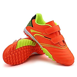 firelli Kids Athletic Turf Soccer Cleats Boys Girls Comfortable Soccer Shoes (3,Orange)