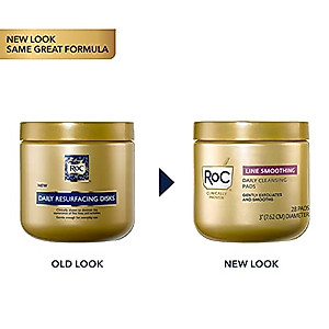 RoC Resurfacing Disks, Hypoallergenic Exfoliating Makeup Remover Pads for Wrinkles and Skin Tone, Hypo-Allegenic Skin Care, Oil-Free Daily Cleanser, 28 Count (Packaging May Vary)