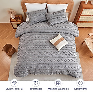 ENJOHOS Boho Twin XL Comforter Set for College Girls - Twin Size Tufted Comforter, 3 Pieces Grey Comforter Bedding for All Season, Lightweight Soft Microfiber Comforter with 2 Pillowcases
