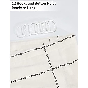 SUMGAR Cotton Shower Curtain Boho Farmhouse Shower Curtains for Bathroom with Tassels & Hooks, White Fabric Grey Checkered Bohemian Fringe Shower Curtain Set, 72" x 72"