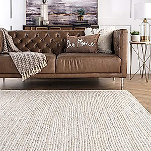 nuLOOM Rigo Hand Woven Farmhouse Jute Area Rug, 8x10, Off White