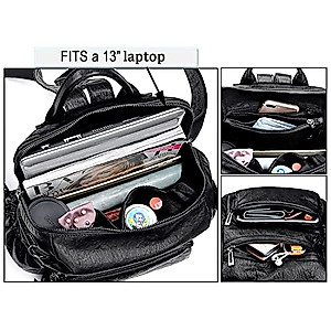 UTO Women Backpack Purse Leather Vegan Ladies Fashion Designer Rucksack Convertible Travel Shoulder Bag with Tassel Black