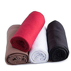 YMHPRIDE 4 Pieces Stretch Jersey Turban Head Wrap Knit Headwraps Urban Hair Scarf Solid Color Ultra Soft Extra Long Breathable Head Band Tie for Women