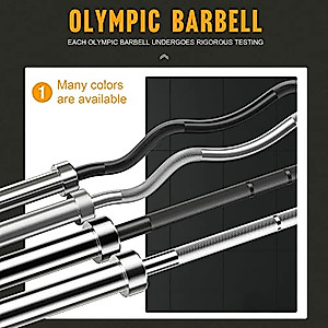 Olympic Barbell Bar 7ft-44LB 1000LB/1500LB/700LB Capacity Olympic Bearing Barbell (700LB-Black)