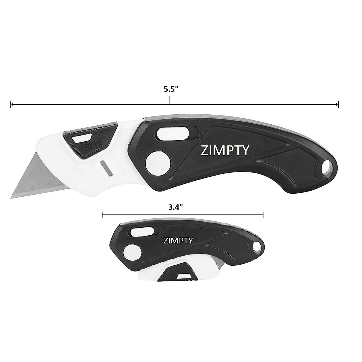 ZIMPTY ZY300 6-Pack Folding Utility Knife Quick-change SK5 Box Cutter for Cartons, Cardboard and Boxes, Back-lock Mechanism