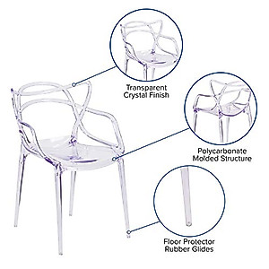 EMMA + OLIVER Transparent Fluid Style Stacking Side Chair