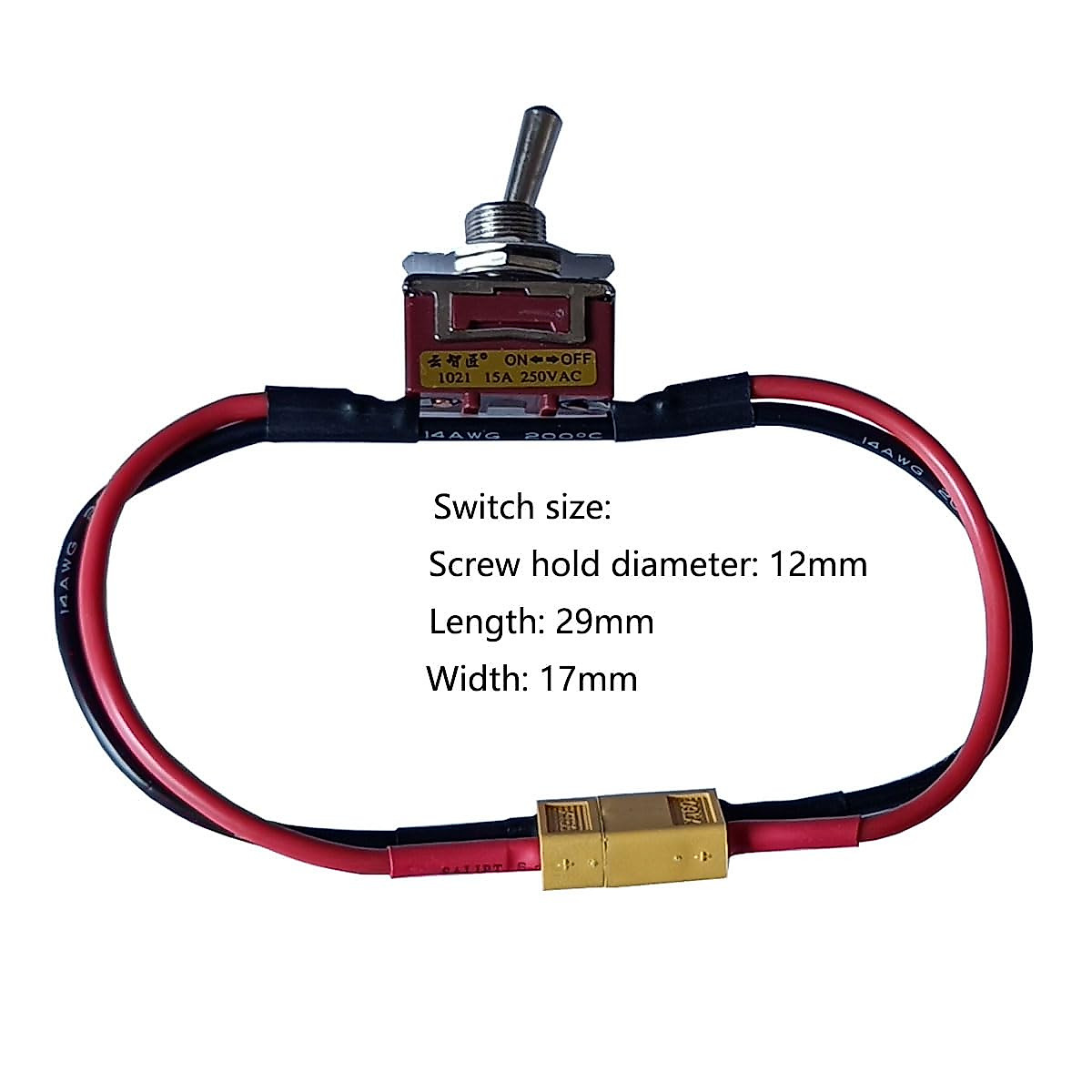 JINOARC 2Pcs XT60 Switch RC Large Current On/Off Switch with XT60 Plug for Ebike RC Airplane Drone Car ESC Lipo Battery