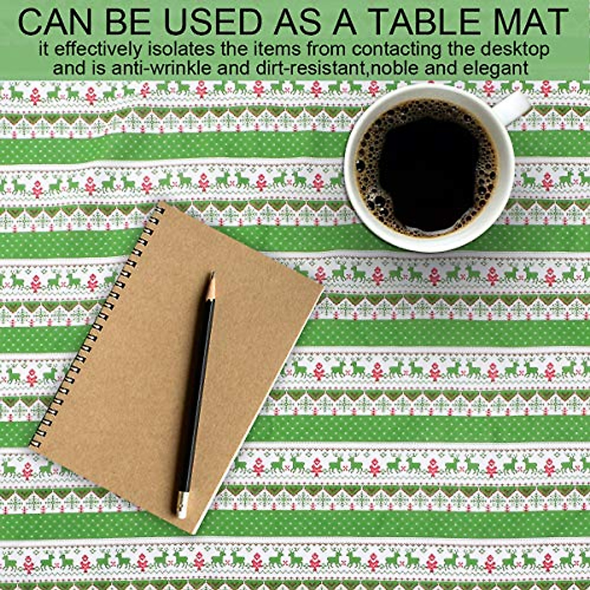 Christmas Cotton Fabric Green Elk Linen Cloth Quilting Patchwork Bundles Fat Quarters Precut Sewing Scrap for Xmas DIY Stocking Wreath Doll Dress Bag Apron Craft