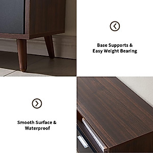 LED TV Cabinet TV Stand, 63 inch Media Console with LED Light, Entertainment Center, for TV up to 70 inch, Storage Cabinet TV Console for Living Room, Walnut Color