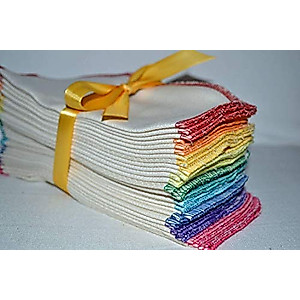 2 Ply Organic Birdseye Washable Baby Wipes 8x8 Inches Set of 20 Rainbow Assortment