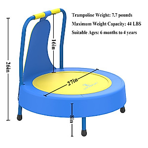 LANGXUN Rocket-Themed Mini Trampoline for Kids 6 Months to 4 Years - Indoor Trampoline Toys for Baby Boys' Birthdays